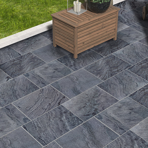 Cosmic Grey Flamed Quartzite Wall & Floor Tiles - The Stone Flooring