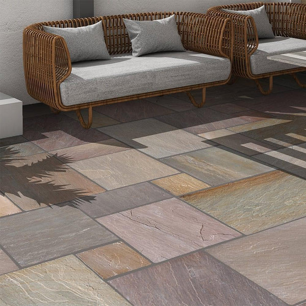 Camel Dust Sandstone Natural Cleft Buff Paving Slabs - The Stone Flooring