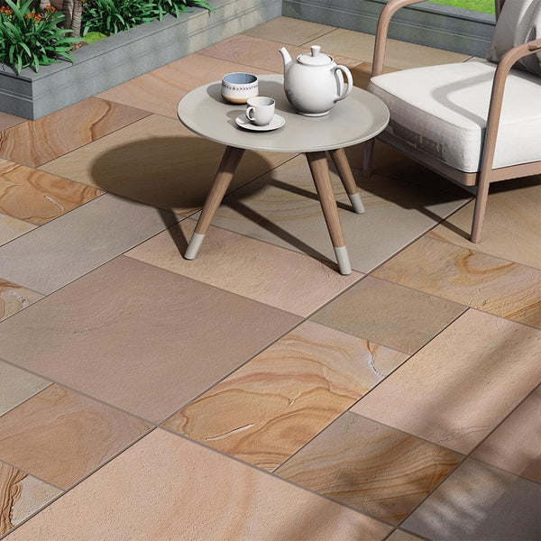 Camel Dust Honed Buff Sandstone Paving Slabs - The Stone Flooring